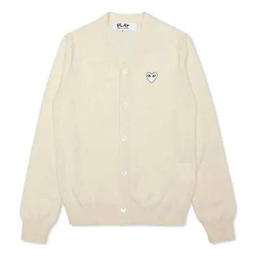 Play Comme Des Garcon Cardigan With Emblem - White