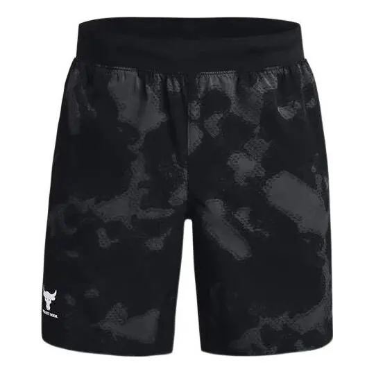 Under Armour Project Rock Woven Camo Printed Shorts - Black