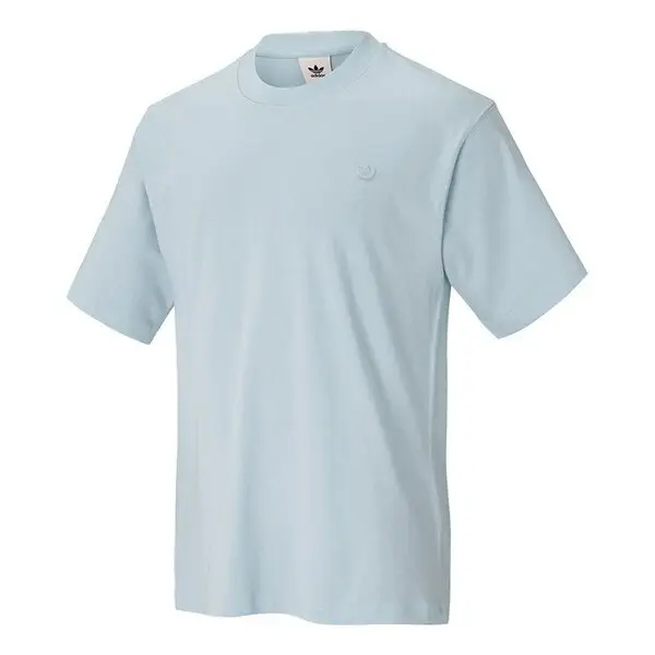 Adidas Originals C Tee Solid Color Sports Loose Round Neck Short Sleeve - Blue