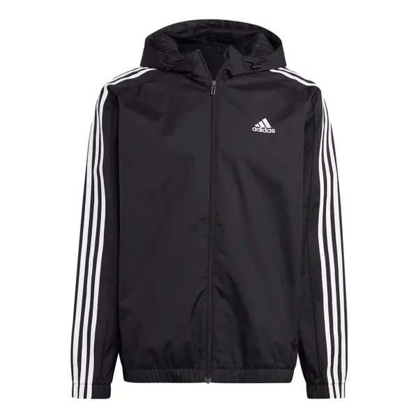 Adidas Essentials 3-stripes Woven Windbreaker Jacket - Black