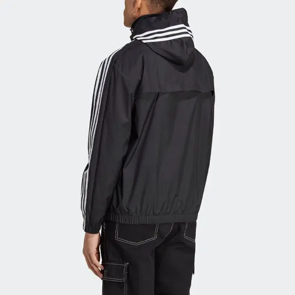 Adidas Essentials 3-stripes Woven Windbreaker Jacket - Black