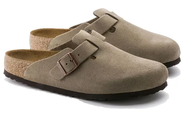 BIRKENSTOCK Boston Soft Footbed Suede Clogs - Taupe