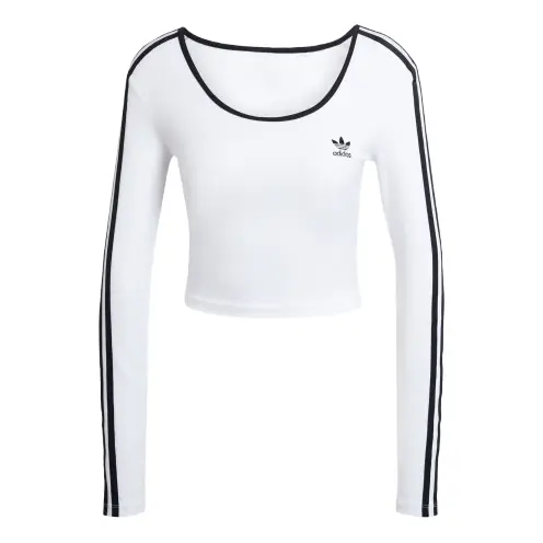 Adidas Adicolor 3-stripes Long Sleeve Cropped Top - White