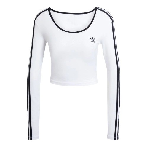 Adidas Adicolor 3-stripes Long Sleeve Cropped Top - White