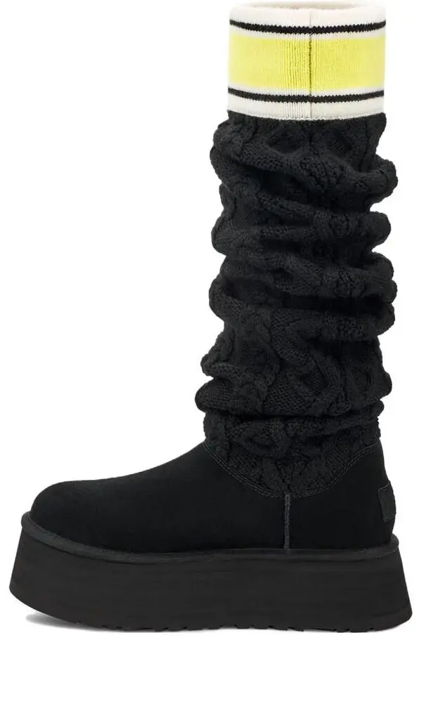 UGG Classic Sweater Letter Tall Boots - Black/yellow