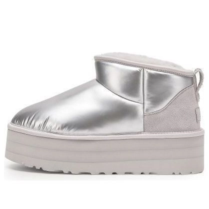 UGG Ultra Mini Platform High Shine Boots - Silver