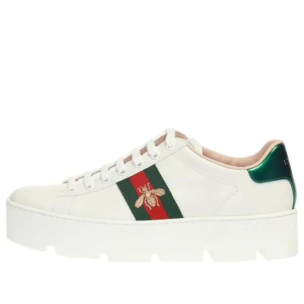 Gucci Ace Embroidered Platform Sneakers - White