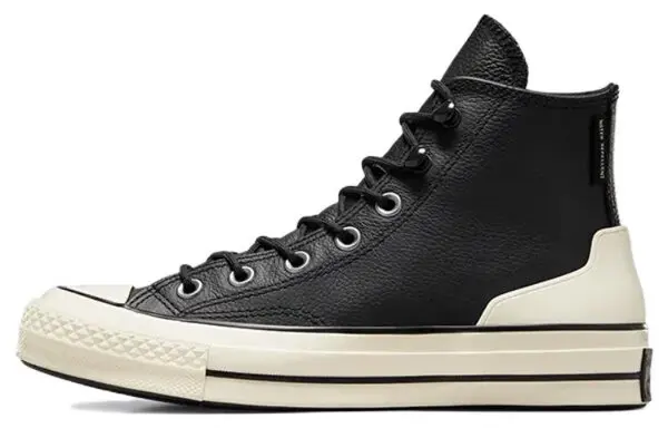 CONVERSE Chuck 70 Leather Hi Sneakers - Black/beige