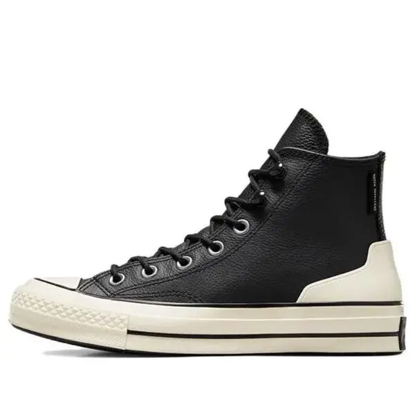 CONVERSE Chuck 70 Leather Hi Sneakers - Black/beige