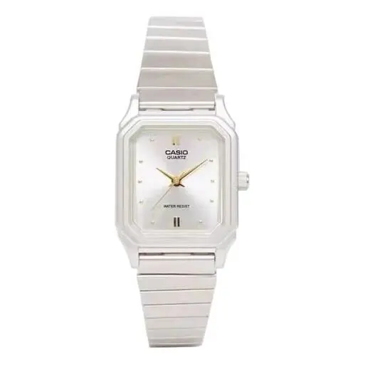 Casio Pearl Waterproof Quartz Watch With Stainless Steel Strap - White