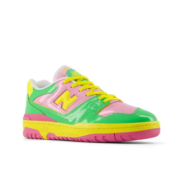 NEW BALANCE 550 Y2k Patent Leather Pack Sneakers - Green/pink/yellow