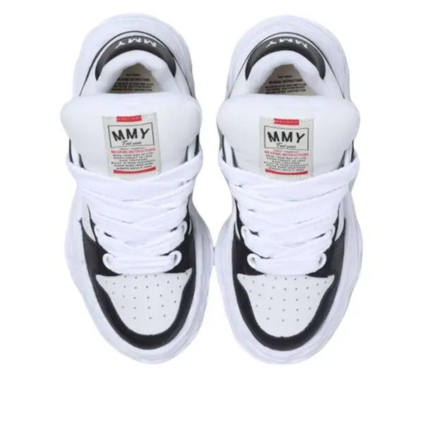 Mihara Yasuhiro Wayne Low Leather Puffer Sneakers - Black/white
