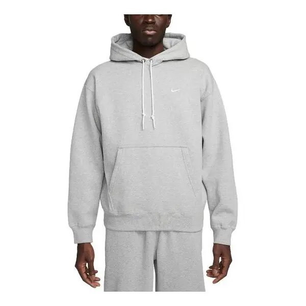 Nike Solo Swoosh Fleece Pullover Hoodie - Grey