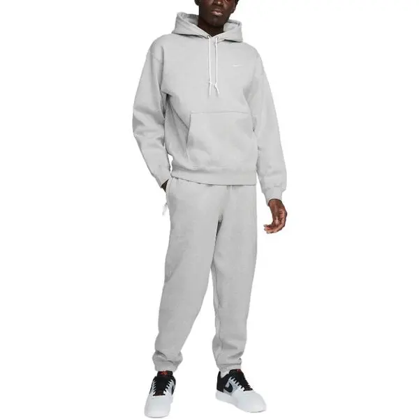 Nike Solo Swoosh Fleece Pullover Hoodie - Grey