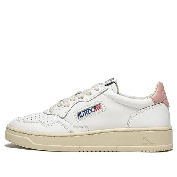 AUTRY Medalist Leather Low Top Sneakers - White/pink