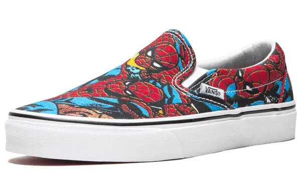 VANS Marvel X Slip-on "spiderman" Graphic Canvas Sneakers - Red/blue