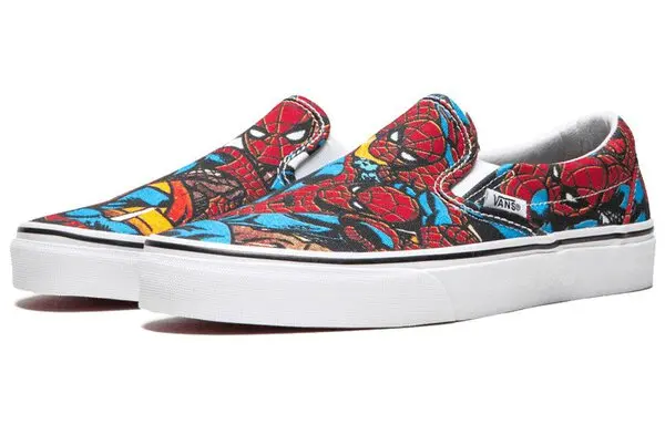 VANS Marvel X Slip-on "spiderman" Graphic Canvas Sneakers - Red/blue