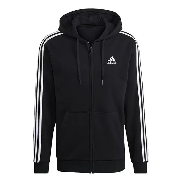Adidas 3-stripes Zip-up Hooded Jacket - Black