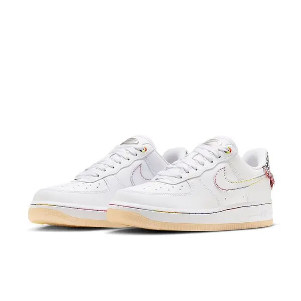Nike Force 1 Low "white Multi Patch" Sneakers - White/black/red