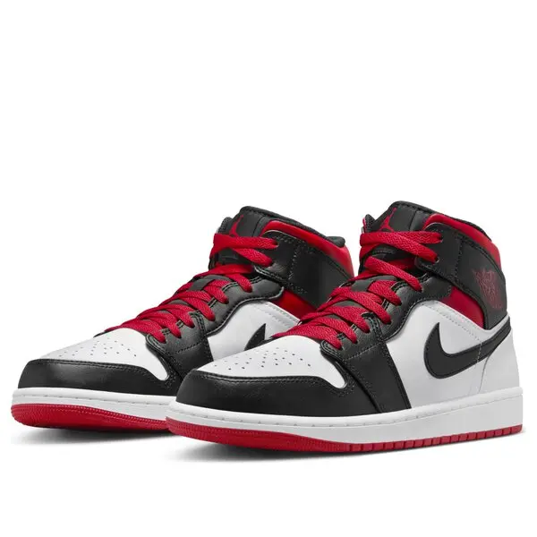 JORDAN 1 Mid Sneakers - Black/white/red
