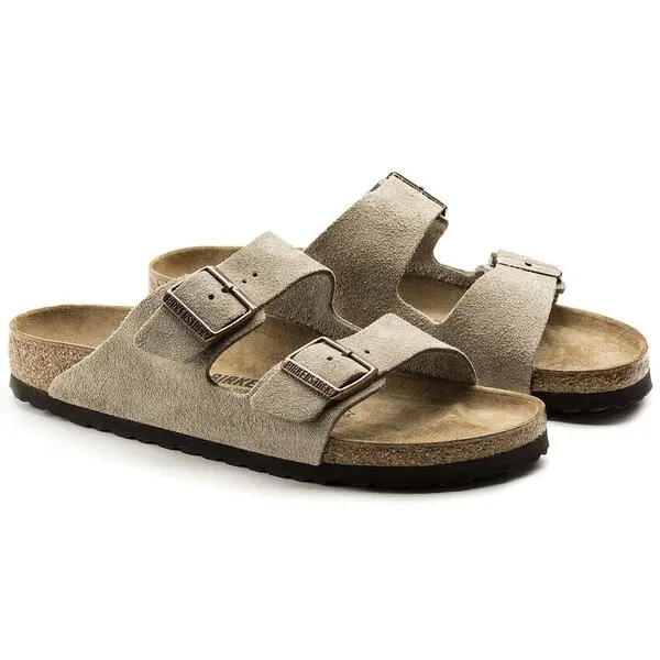 BIRKENSTOCK Arizona Suede Leather Sandals - Tan