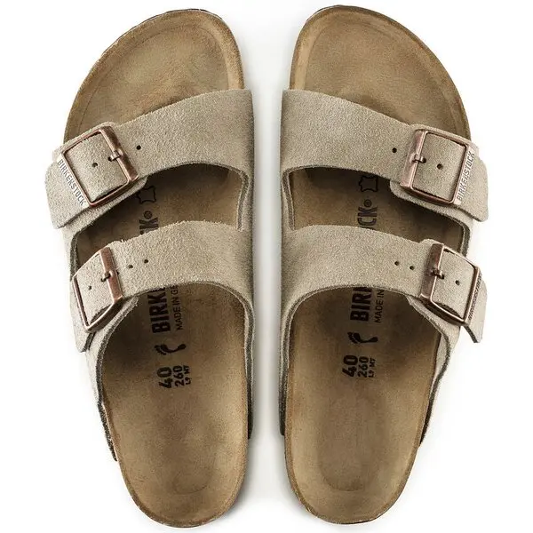 BIRKENSTOCK Arizona Suede Leather Sandals - Tan