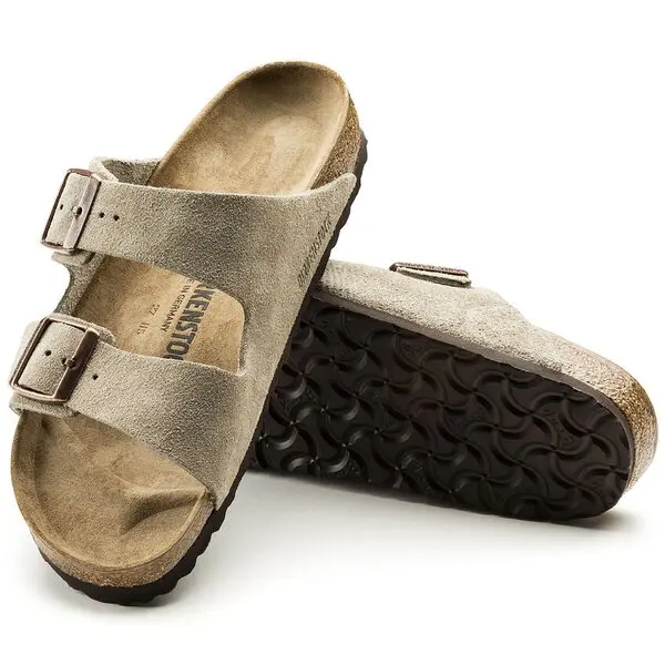 BIRKENSTOCK Arizona Suede Leather Sandals - Tan