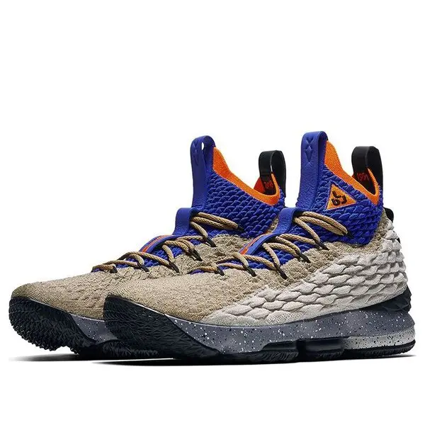 Nike Lebron 15 "mowabb" High Top Basketball Sneakers - Khaki/blue