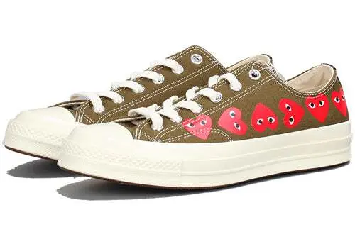 CONVERSE X Comme Des Garçons Play Chuck 70 Low Multi Heart Khaki