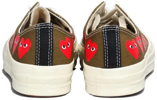 CONVERSE X Comme Des Garçons Play Chuck 70 Low Multi Heart Khaki