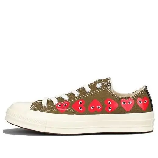 CONVERSE X Comme Des Garçons Play Chuck 70 Low Multi Heart Khaki - White/black