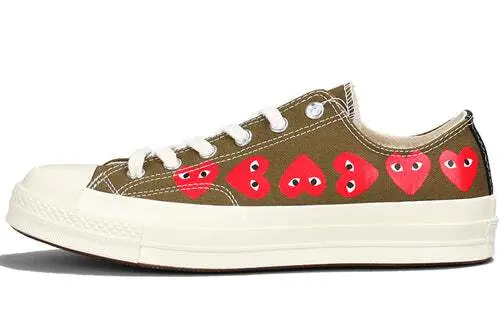 CONVERSE X Comme Des Garçons Play Chuck 70 Low Multi Heart Khaki - White/black