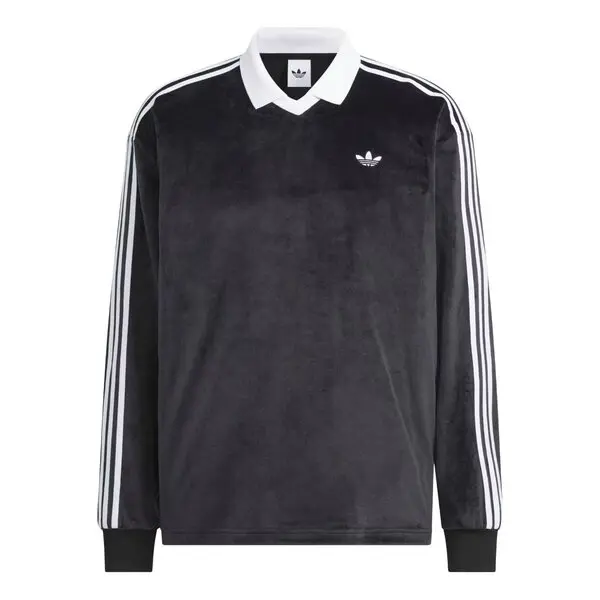 Adidas Velvet Long Sleeve Collared Shirt - Black