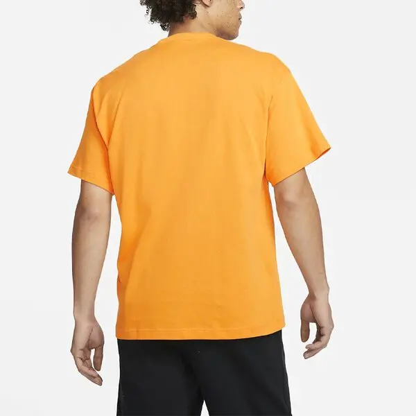 Nike Solo Swoosh Small Label Logo Solid Color Sports Round Neck Short Sleeve Gold T-shirt - Orange