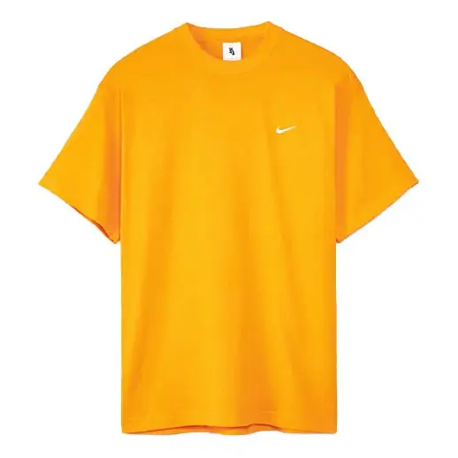 Nike Solo Swoosh Small Label Logo Solid Color Sports Round Neck Short Sleeve Gold T-shirt - Orange