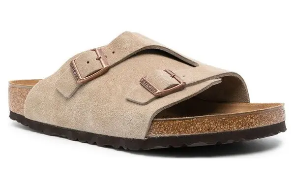 BIRKENSTOCK Zurich Suede Leather Sandals - Grey/caramel