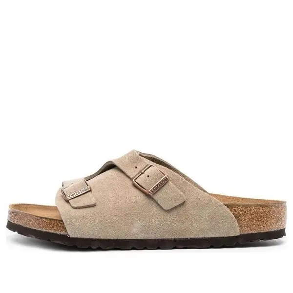 BIRKENSTOCK Zurich Suede Leather Sandals - Grey/caramel