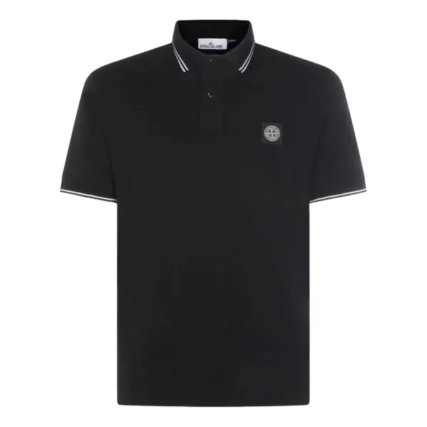 Stone Island 2200010 Slim-fit Compass Patch Polo Shirt - Black