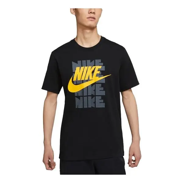 Nike Leisure Sports Letter Print Crewneck Short Sleeve - Black