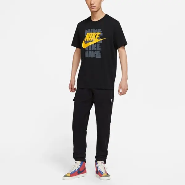 Nike Leisure Sports Letter Print Crewneck Short Sleeve - Black