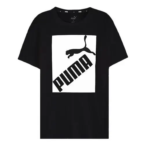 PUMA Logo Printed Short Sleeve Tee - Black