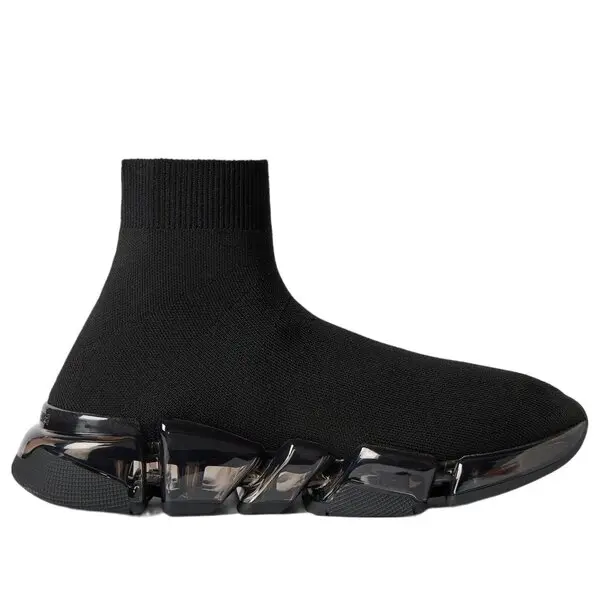 Balenciaga Speed 2.0 Clear Sole Sock Sneakers - Black