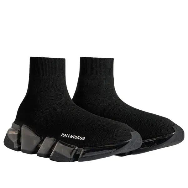 Balenciaga Speed 2.0 Clear Sole Sock Sneakers - Black