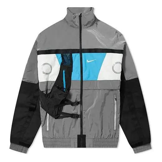 Nike Ispa Series 3m Reflective Zipper Pocket Jacket - Wolf Grey/black/blue