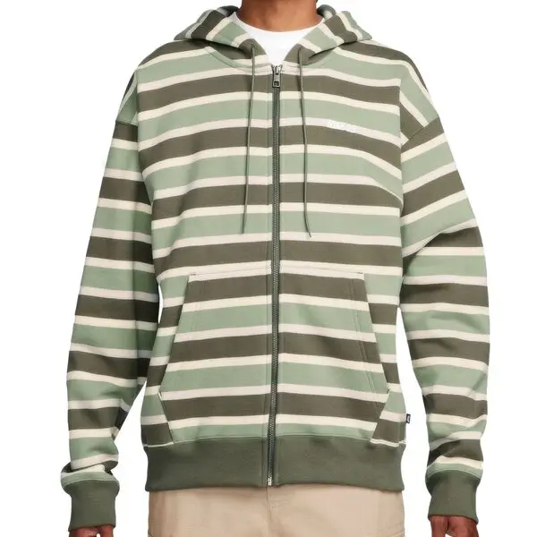 Nike Full-zip Fleece Skate Hoodie With Striped Pattern