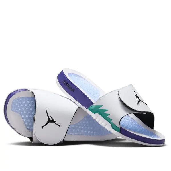 JORDAN Air Hydro 5 Slides - White/new Emerald/grape Ice