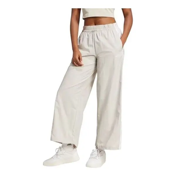 Adidas Essentials 3-stripes Lifestyle Woven Parachute Pants Asia Sizing 'beige White - Beige/white