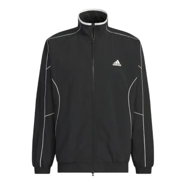 Adidas Crinkled Nylon Woven Tricot Lined Jacket - Black/white