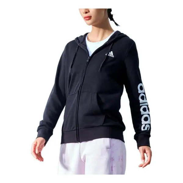 Adidas Essentials Logo Full-zip Hoodie - Black/white