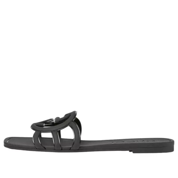 Gucci Interlocking G Rubber Slides - Black